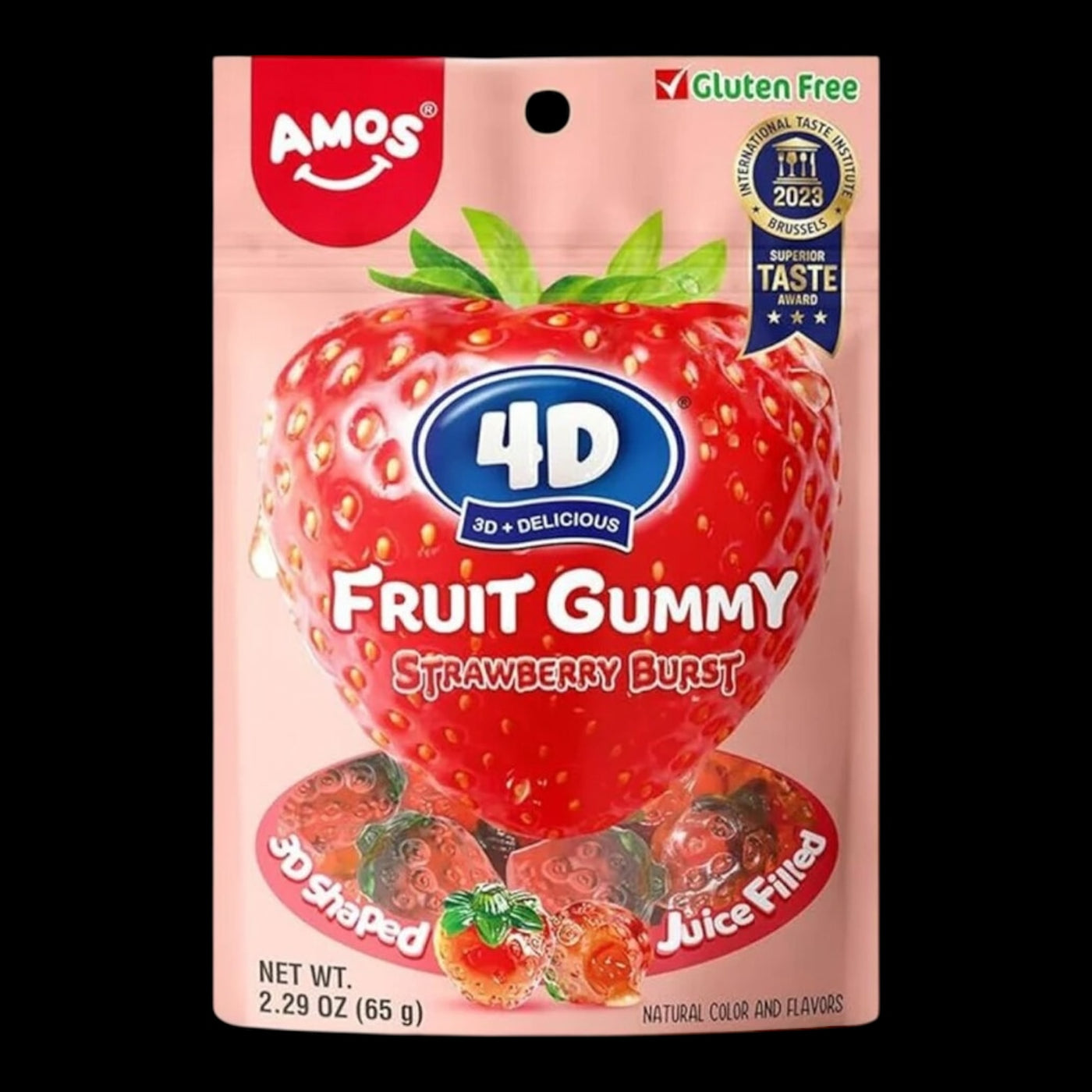 Amos 4D Fruit gummy Strawberry Burst 65g - candymen.ch
